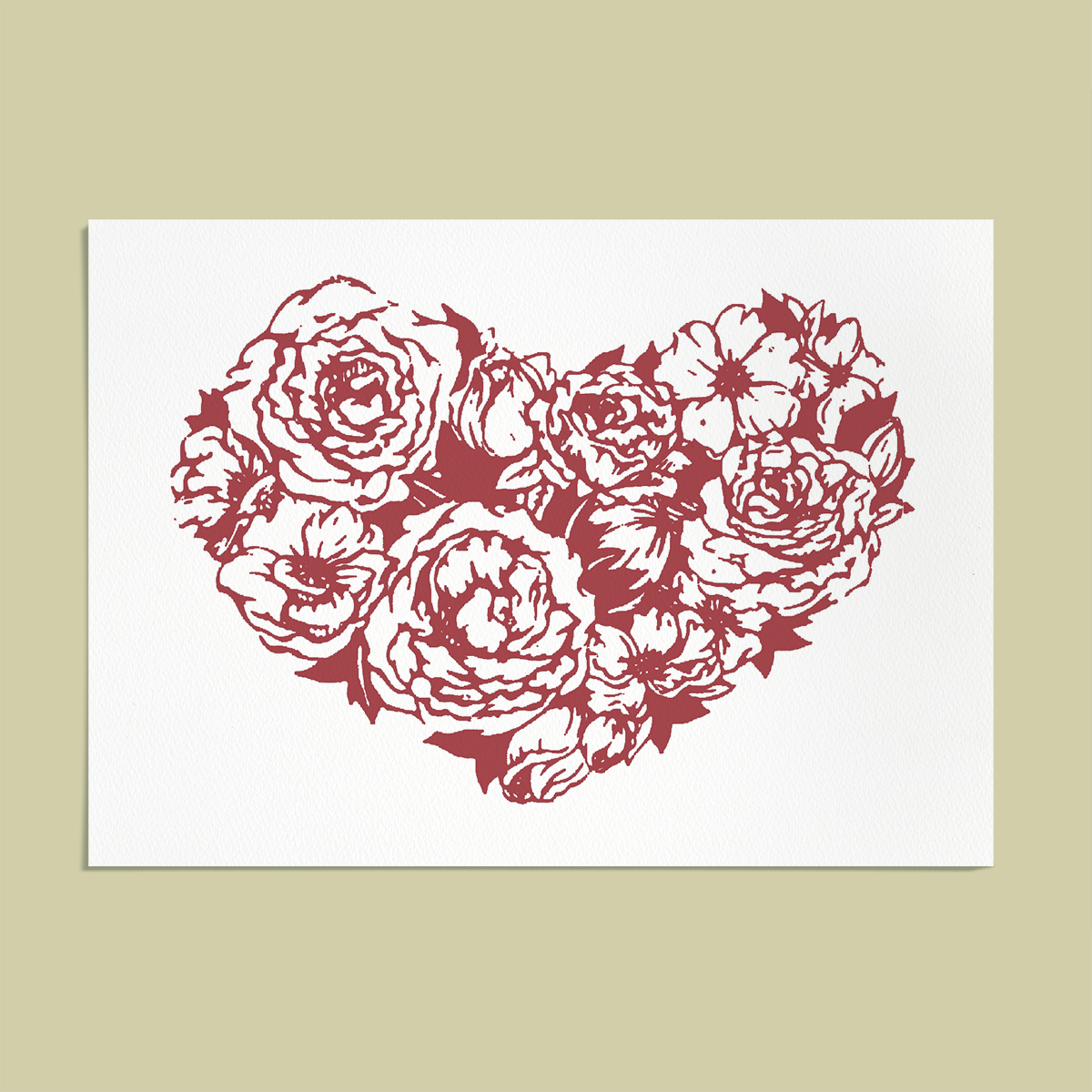 5x7" Screenprint: Floral Heart
