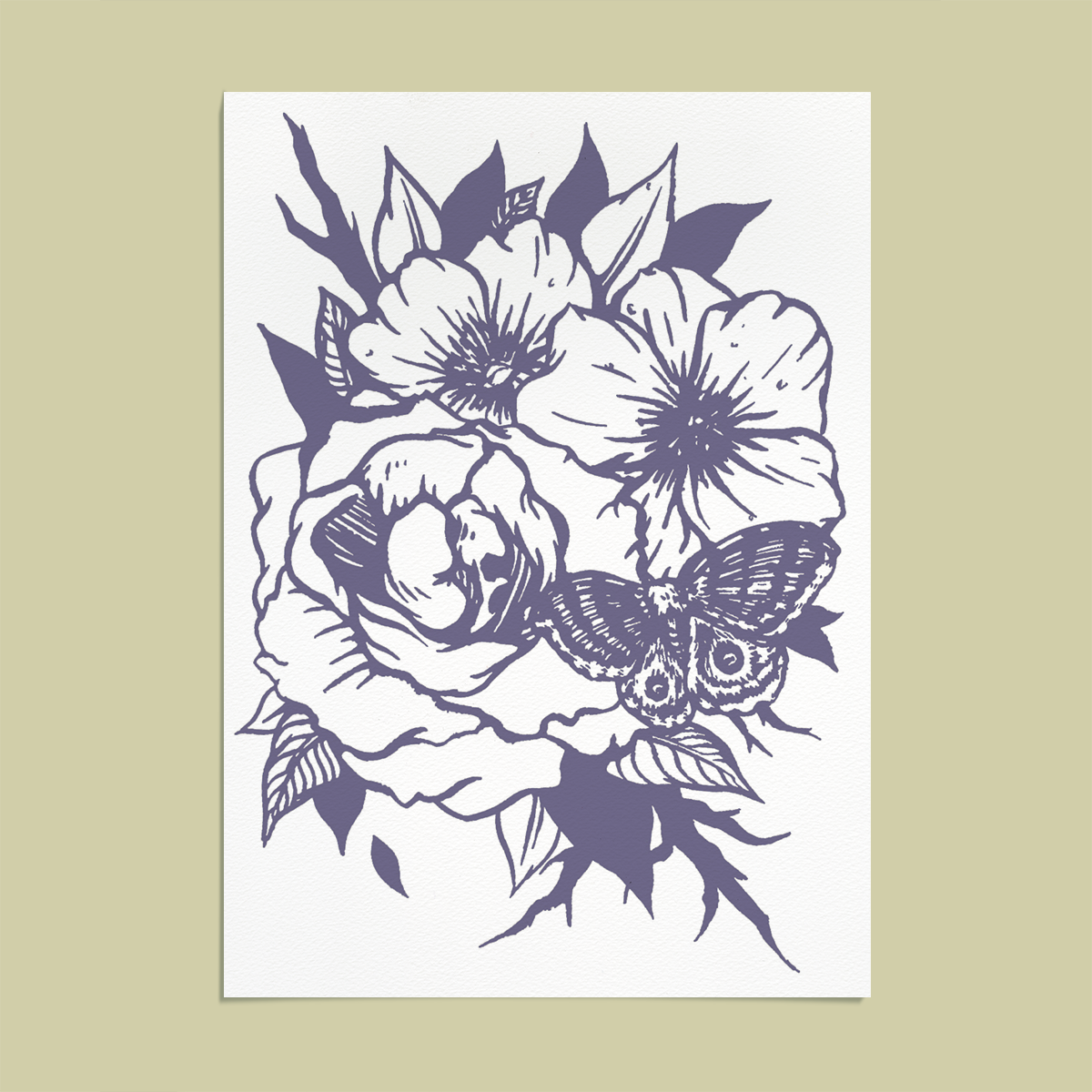 5x7" Screenprint: Floral Moth