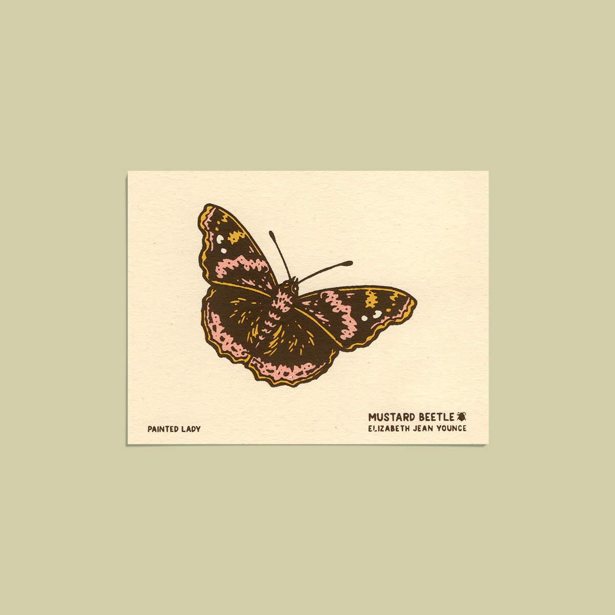 3x4" Mini Screenprint: Painted Lady