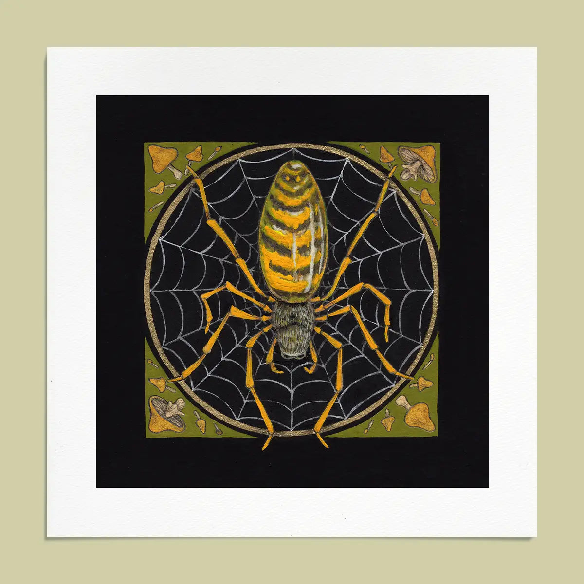 6x6" Mini Fine Art Giclee Print: Joro Spider